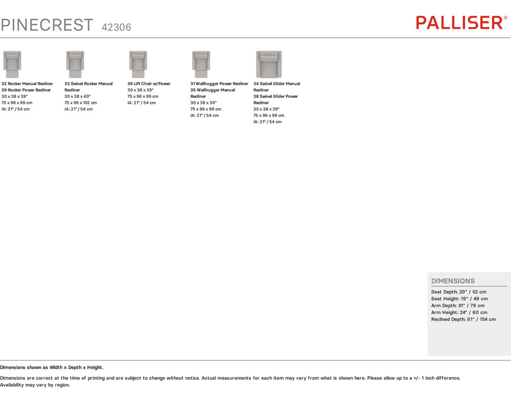 Pinecrest 42306 Recliner (4 mechanisms) +200 colors | Sofas and Sectionals