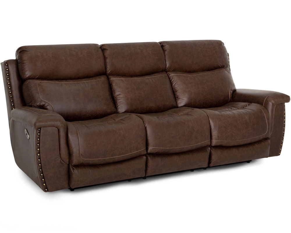 Brixton 648 Reclining Sofa (94") Brown Faux Leather Like Fabric | Sofas ...
