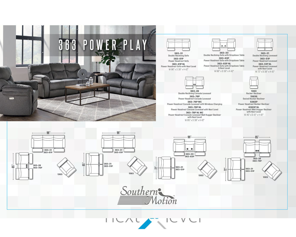 Power Play 96" Double Reclining Sofa (+150 fabrics and leathers ...