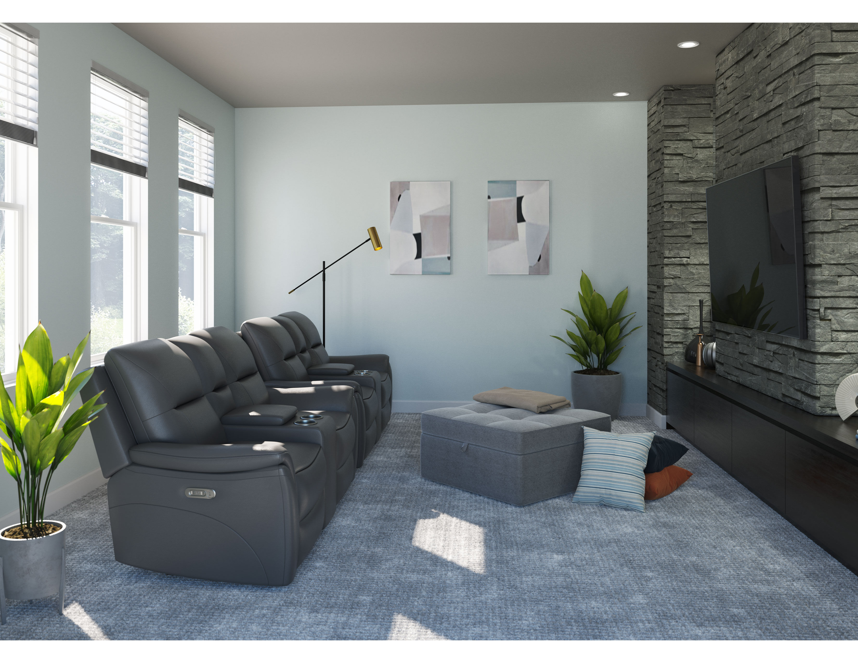Fallon Leather Power Reclining Sofa with Power Headrests (943-00 ...