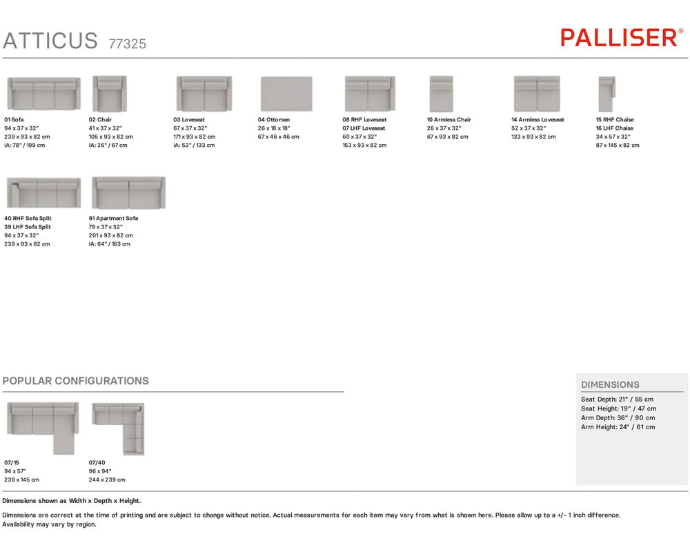 Atticus 77325 Sofa (79" or 94") +100 leathers | Sofas and Sectionals