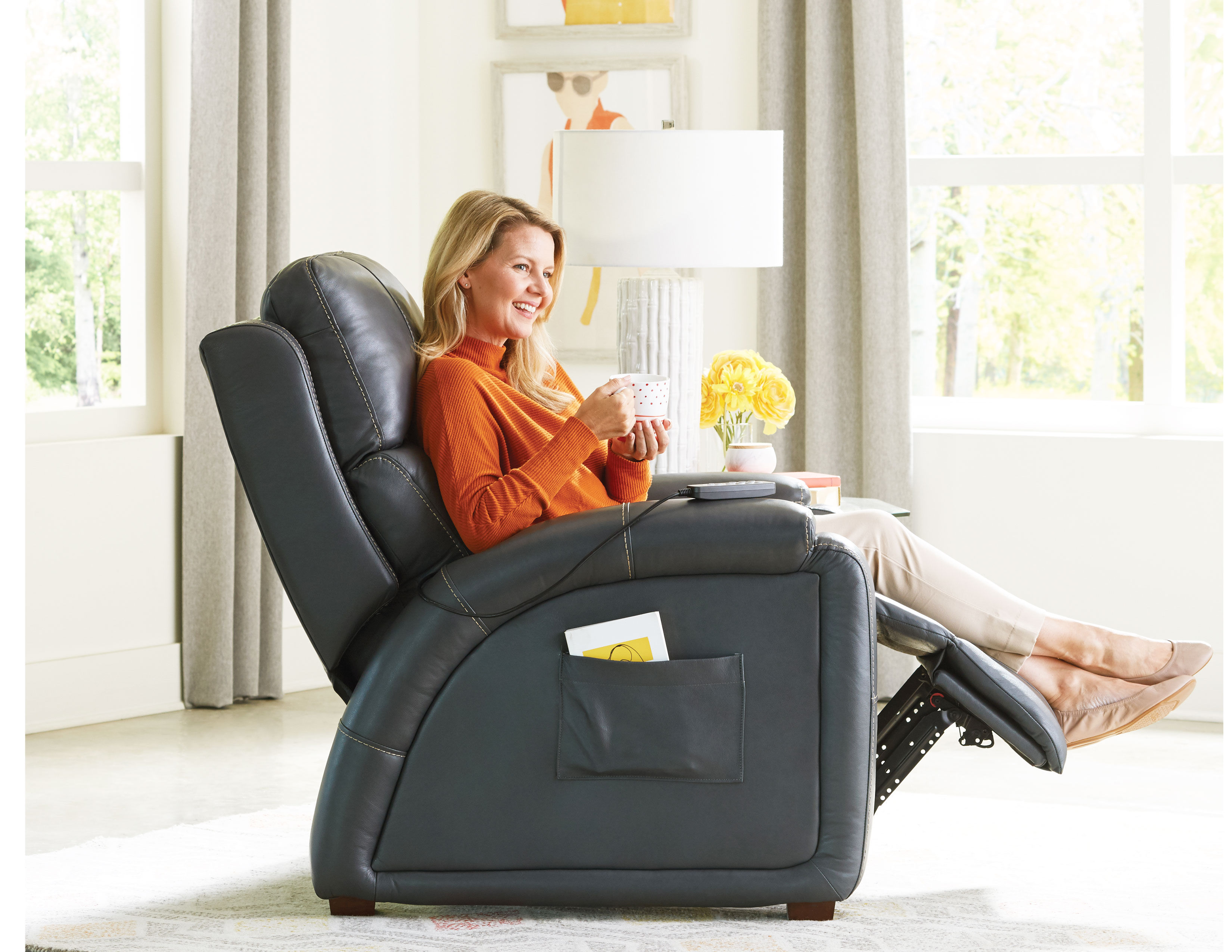 Reliever Power Headrest Power Lay Flat Recliner w CR3 Heat Massage Lumbar Zero Gravity