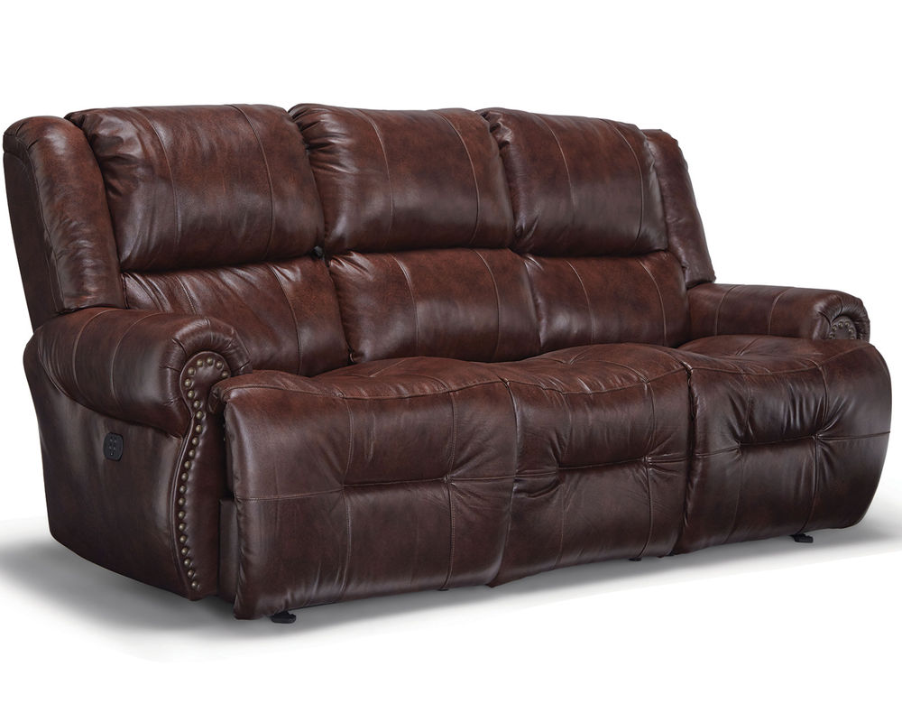 Genet Leather Double Reclining Sofa w/ Dropdown Table (+30 leathers) 85 ...