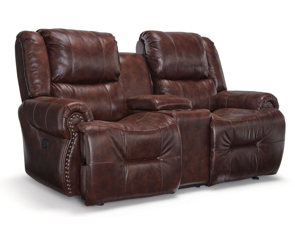 Genet Leather Double Reclining Sofa w/ Dropdown Table (+30 leathers) 85 ...