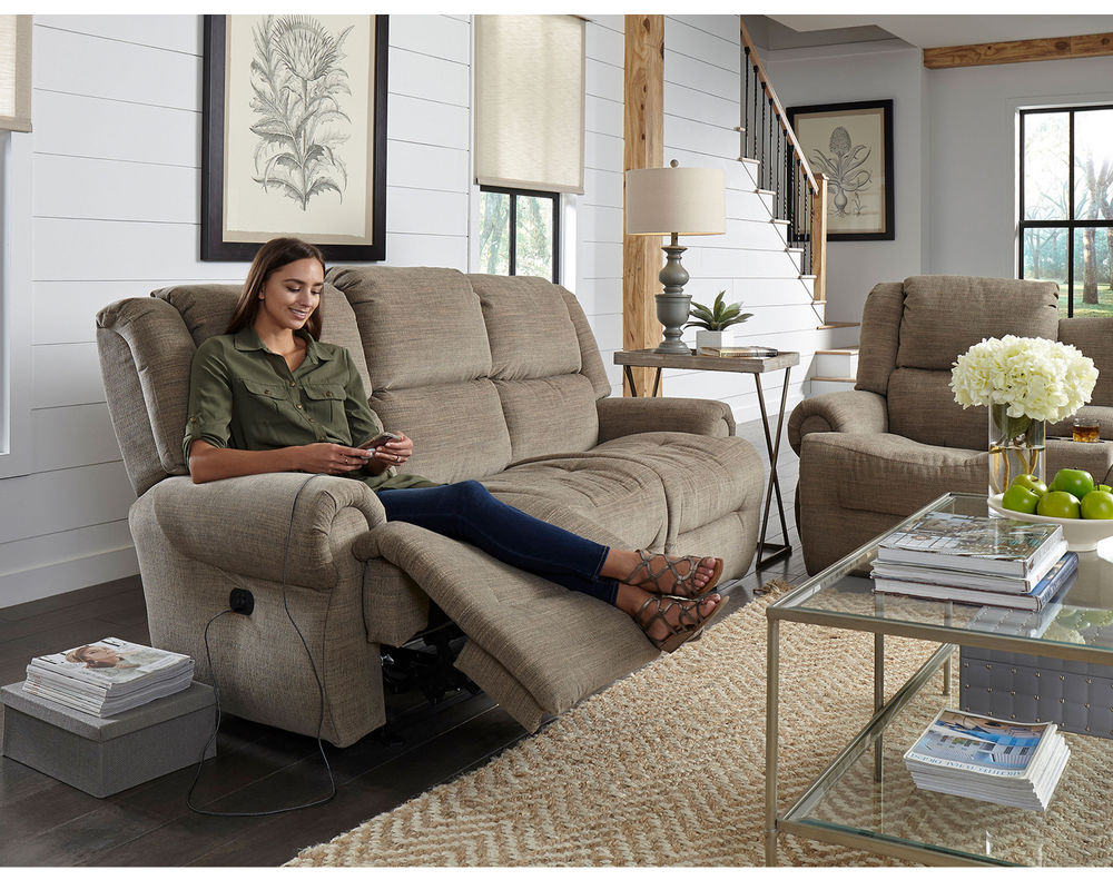Genet Double Reclining Sofa w/ Dropdown Table (+100 fabrics) 85 ...