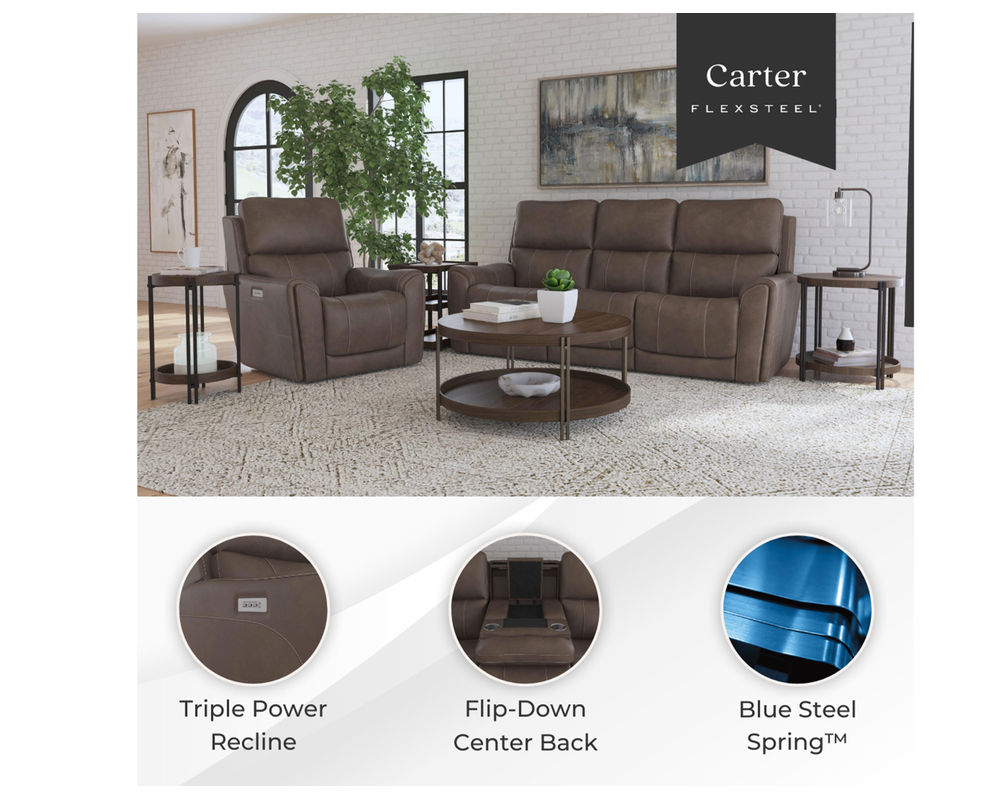 Carter 1587 Triple Power Reclining Sofa (+2 colors) - In Stock - Zero ...