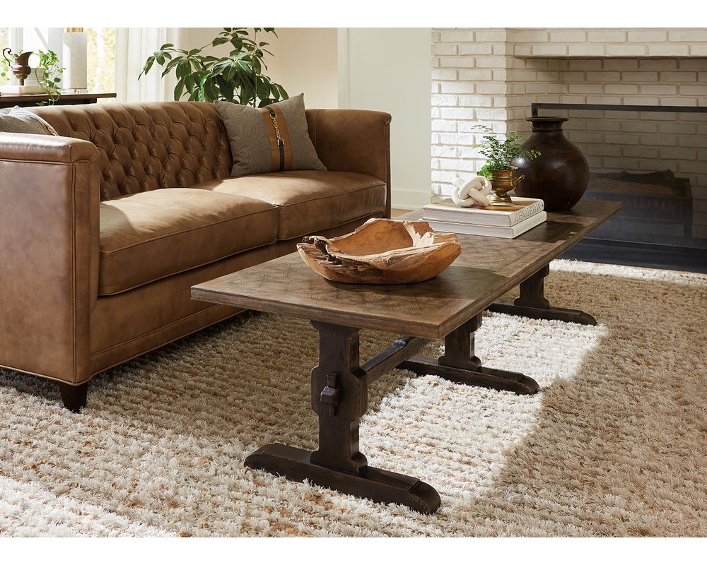 Americana Trestle Rectangle Cocktail Table (molasses with honey top ...