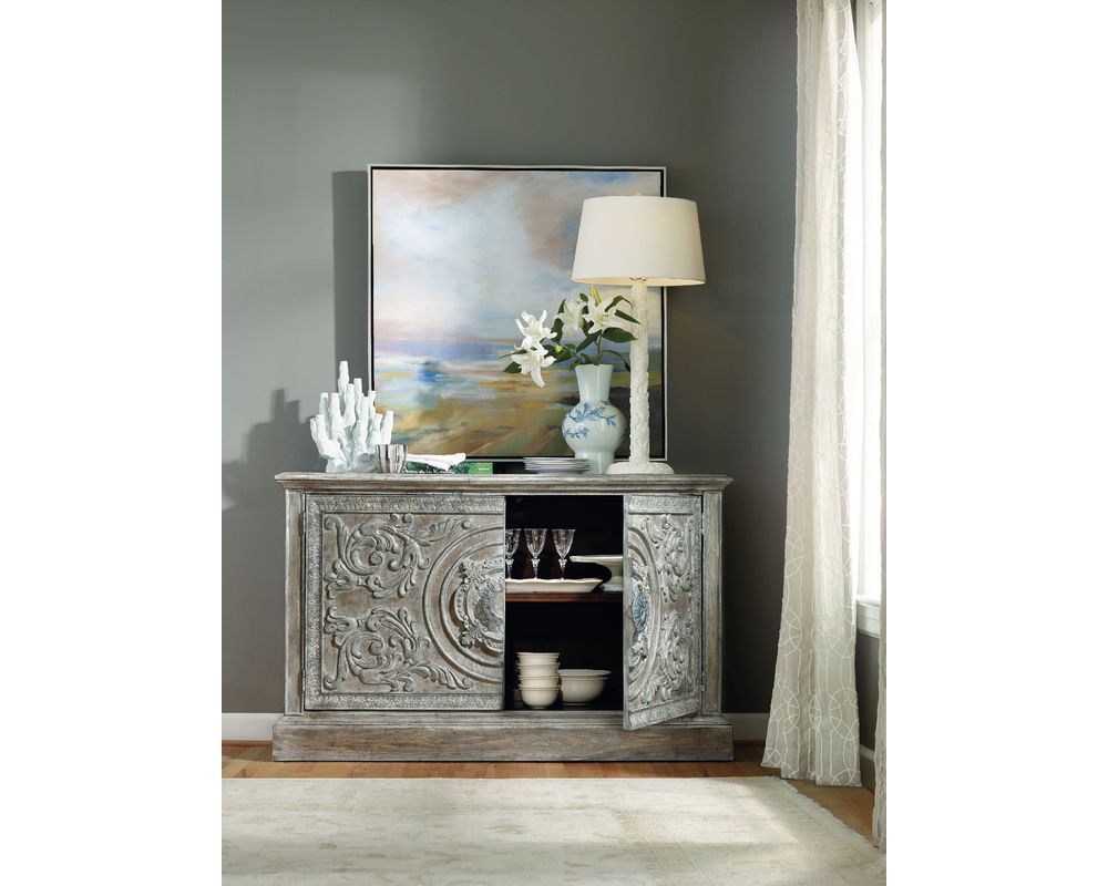 Melange Two-Door Accent Console (driftwood-tone finish with whitewash ...