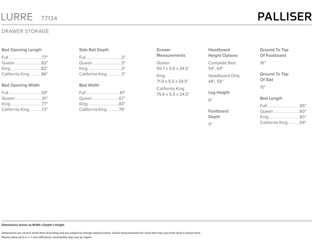 Lurre Queen or King Complete Bed with Drawer Storage (54" or 64 ...