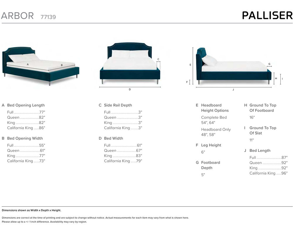 Arbor Full - Queen - King Complete Bed (64" height) +175 colors | Sofas ...