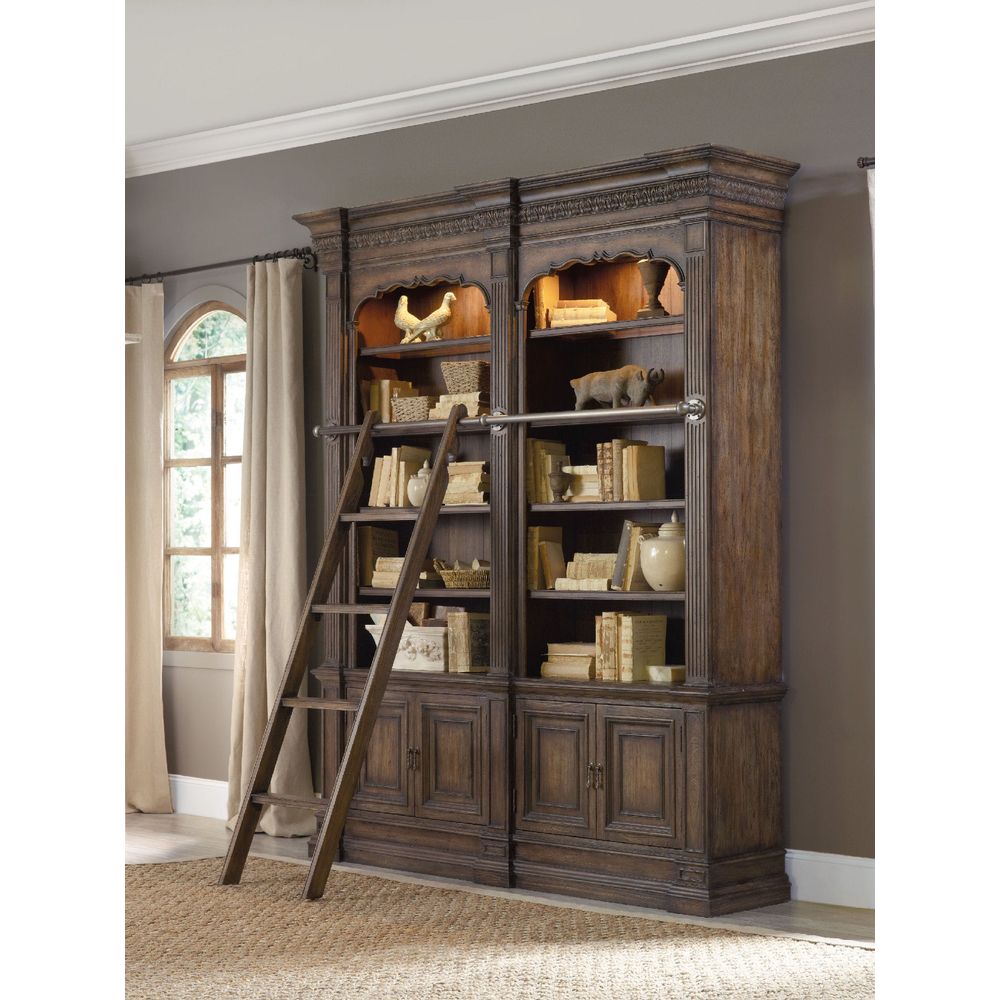 Rhapsody Double Bookcase with Ladder and Rail | Sofas and Sectionals