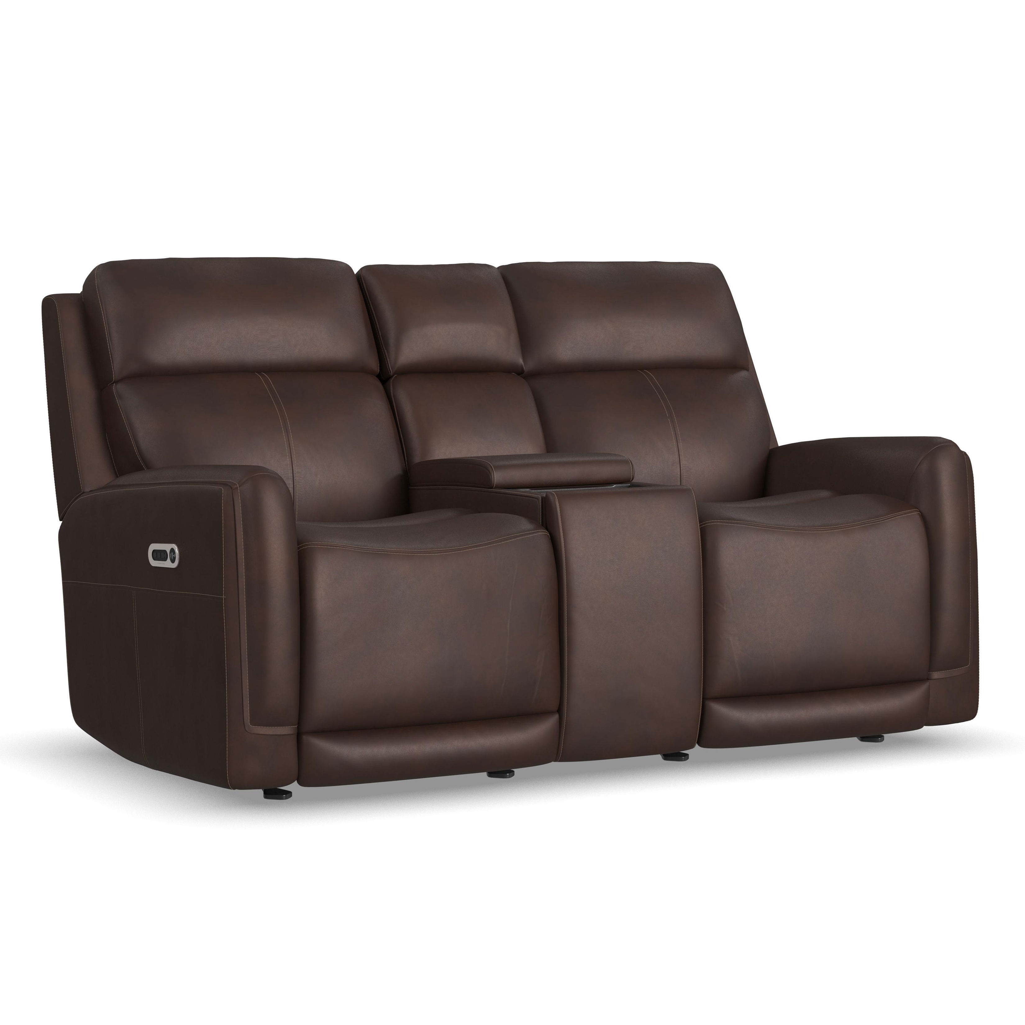 Alister 71" Leather Power Gliding Loveseat with Console, Power ...