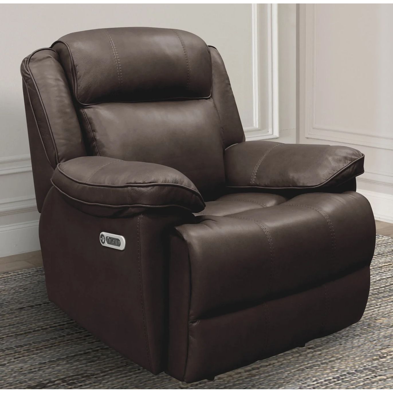 Eclipse Leather 86" Power Headrest Power Reclining Sofa Brown (In stock ...